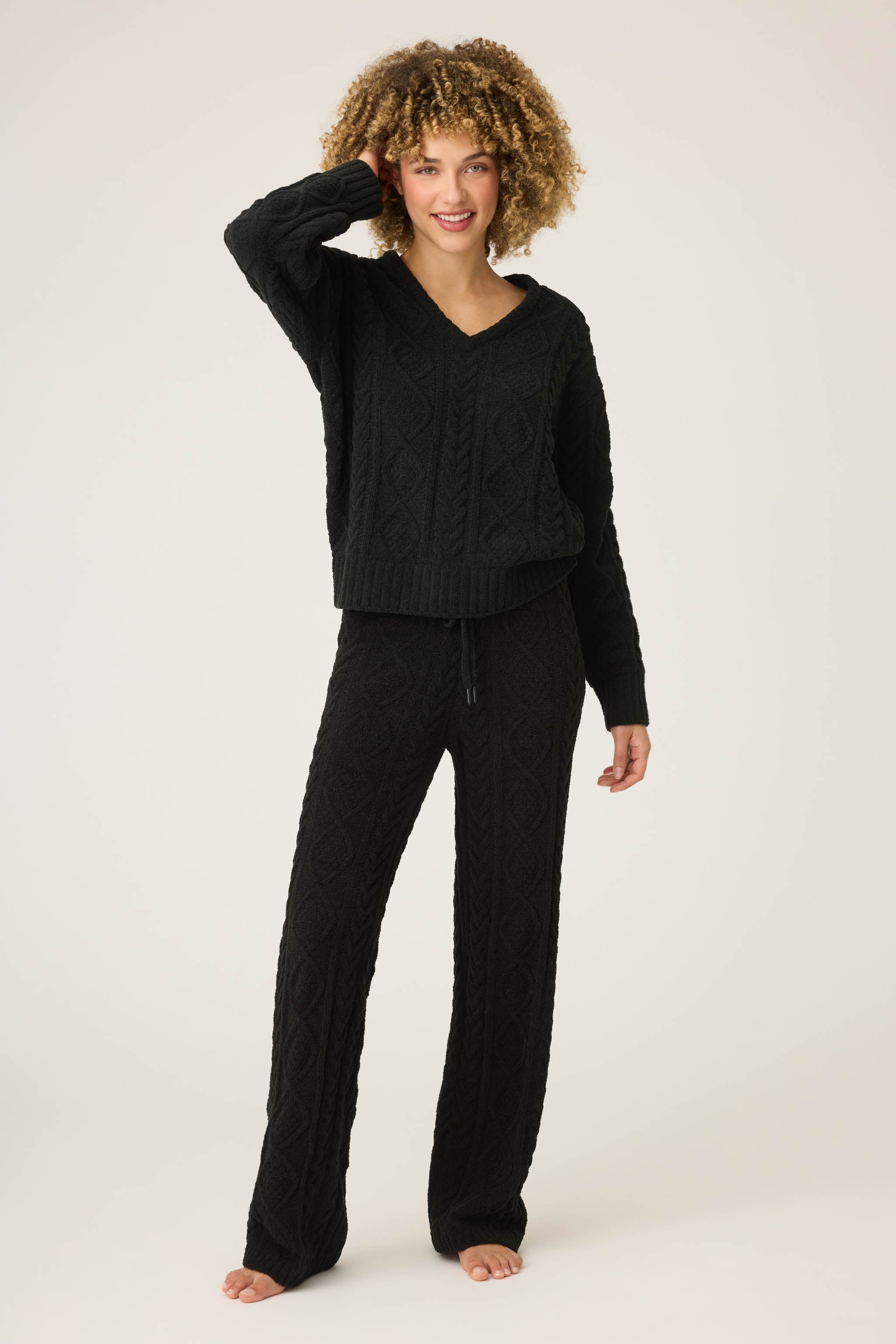 Chenille Cable Knit Lounge Set – Sugar Mama Shimmer